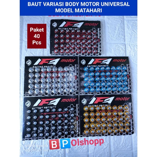 Jual Paket isi 40 pcs Baut Variasi Body Motor Universal Model Matahari ...