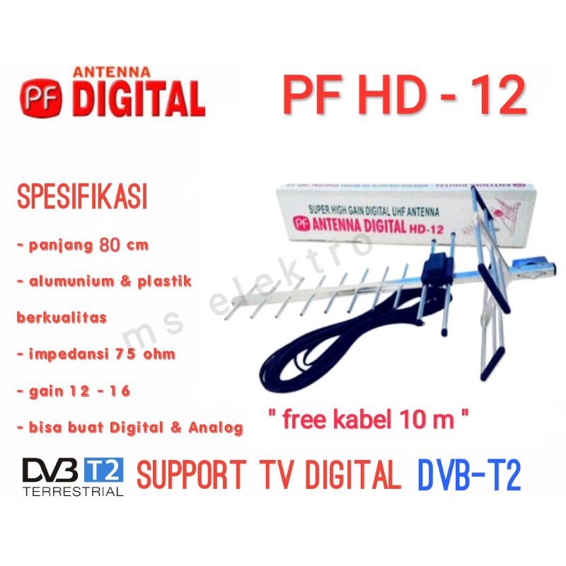 Jual Antena TV UHF PF HD-12 Cocok buat Digital dan Analog | Shopee Indonesia