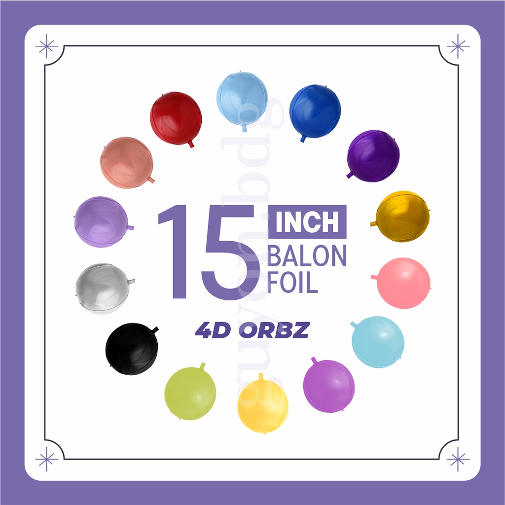 Jual 15 INCH BALON FOIL 4D BOLA - 4D FOIL BALLOON ORBZ - 4D BALON FOIL ...