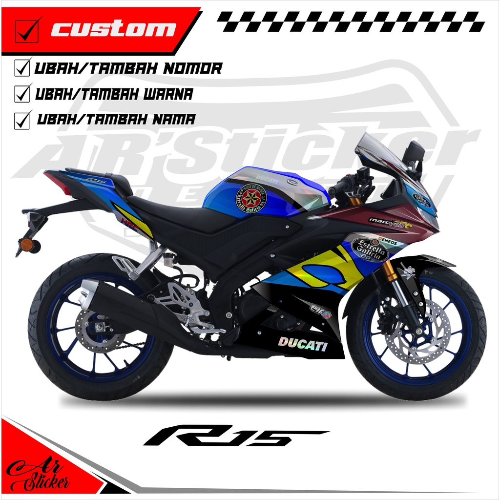 Jual Decal R15 V3 Hologram Pelangi, Chrome - Stiker Dekal Yamaha R15 V3 ...