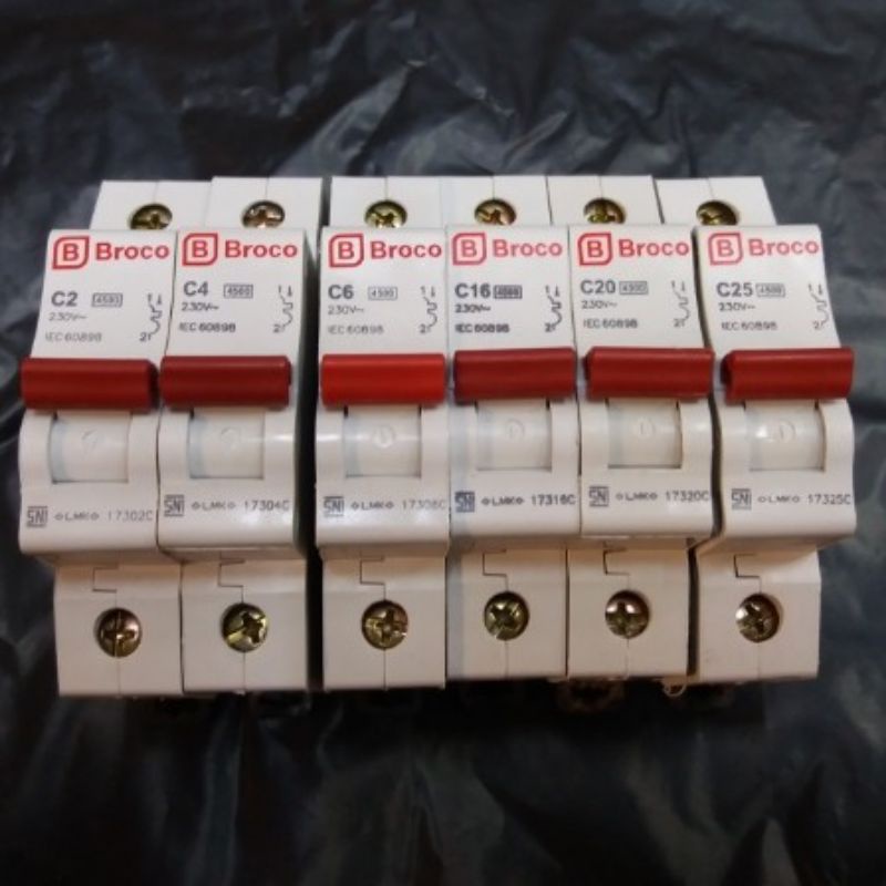Jual MCB Broco 1 Phase 2A 4A 6A 10A 16A 20A 25A 32A | Shopee Indonesia