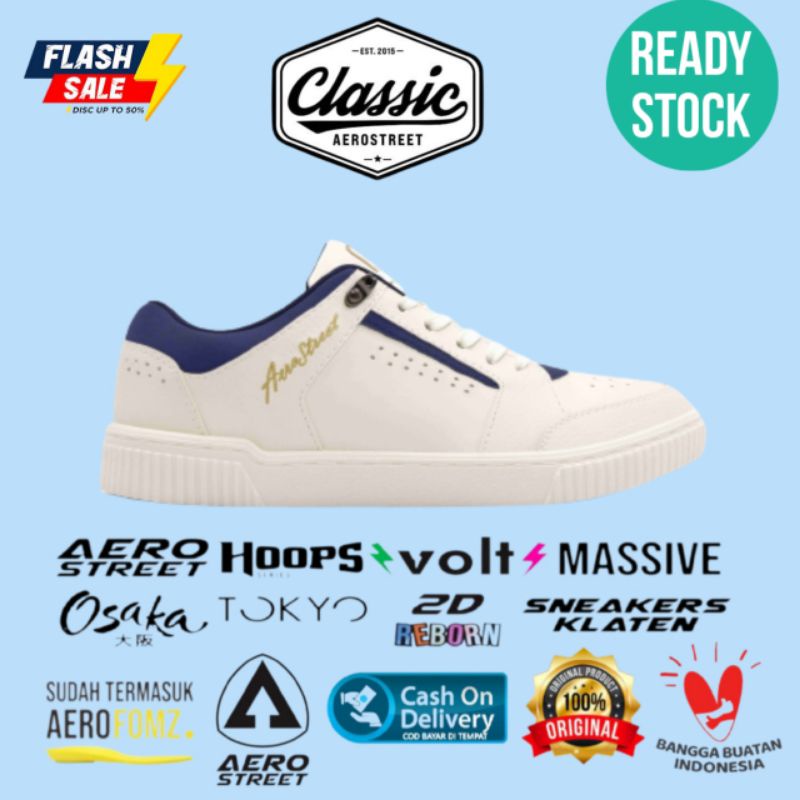 Jual Aerostreet Classic Putih Biru - Sepatu Sneakers Casual | Shopee ...