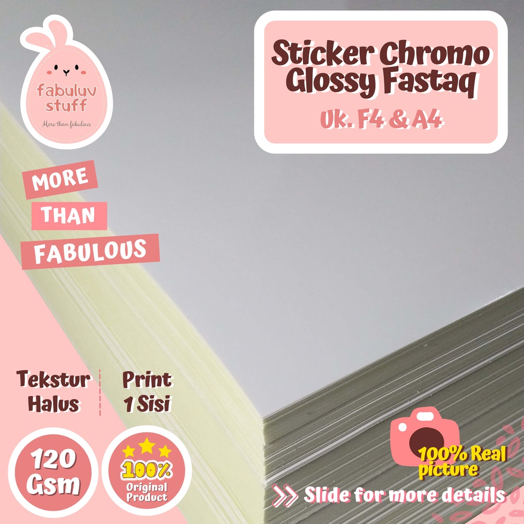 Jual Kertas Sticker Chromo Glossy Fastaq 120 gsm F4 A4 | Shopee Indonesia