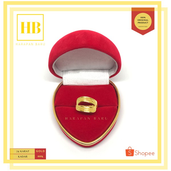 Jual Cincin Emas 24 Karat 99% - Half Moon | Cincin Kawin, Model Bulan ...