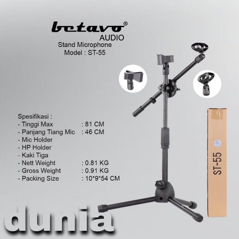 Jual Stand Mic Betavo ST 55 Original Standing Microphone ST55 | Shopee Indonesia