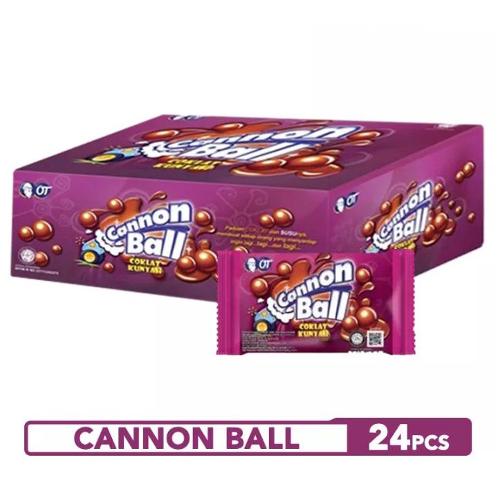 Jual [ BERKAH ] Cannon Ball Coklat Kunyah 1 Box isi 24pcs Canon Ball ...