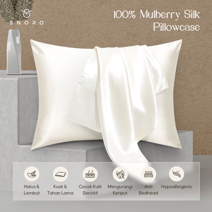 Jual Snoro 100% Mulberry Silk Skin Recovery Pillowcase 22 Momme Sarung ...