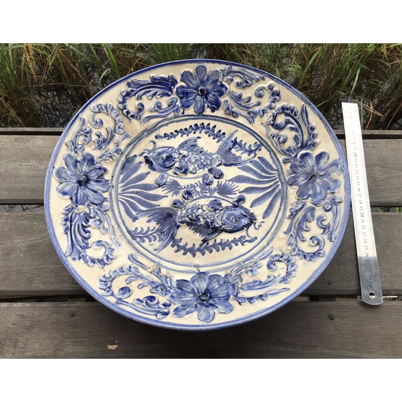 Jual Piring Kuno Anti Racun Asli Ikan Biru 2 Langka 40CM | Shopee Indonesia