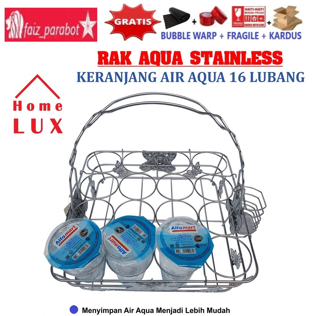 Jual Rak keranjang Aqua gelas Stainless 16 Lubang / Keranjang Air Aqua ...