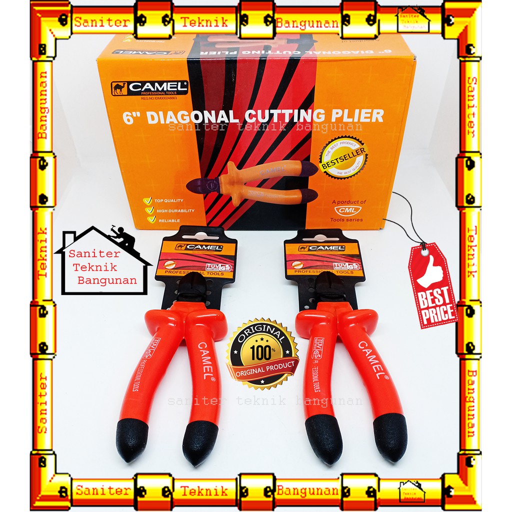 Jual TANG-TANG POTONG LISTRIK-TANG KABEL 6" INCH CAMEL | Shopee Indonesia