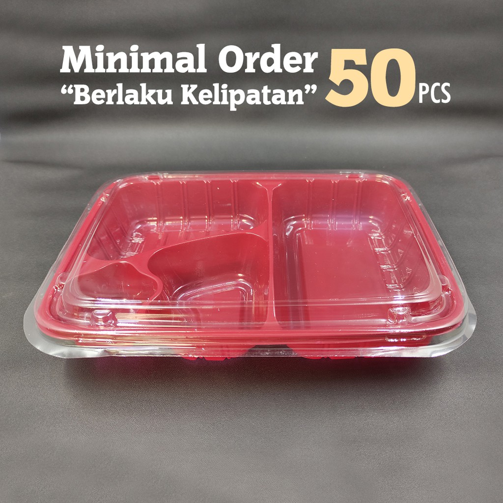 Jual Mika Bento Bintang Merah / Mika Bento 4 Sekat / Mika Plastik Bento / Kotak Makan Bento ...