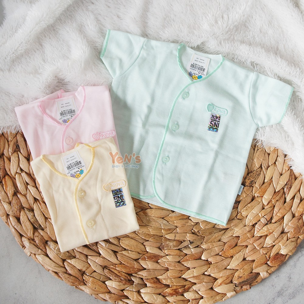 Jual Nova Baju Bayi Kancing Tangan Pendek Warna Polos | Shopee Indonesia