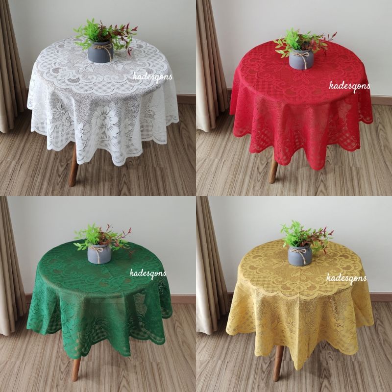 Jual Taplak meja bulat. brukat kain rajut berkualitas awet rumah mewah ...