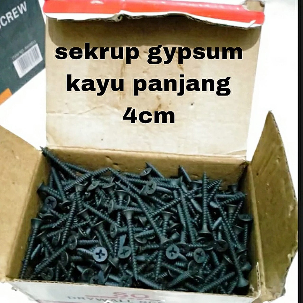 Jual 1 DUS skrup gypsum 4cm isi 1000pcs 1 dus sekrup gipsum 11/2" sekrup hitam 6 x 11/2" 4 cm ...