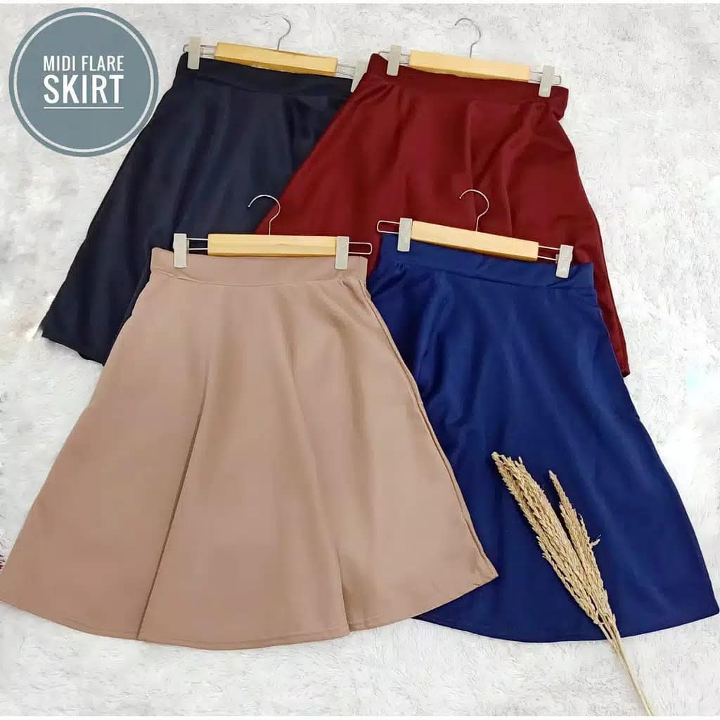 Jual ROK PENDEK SCUBA TERMURAH / ROK MIDI DRESS SCUBA | Shopee Indonesia