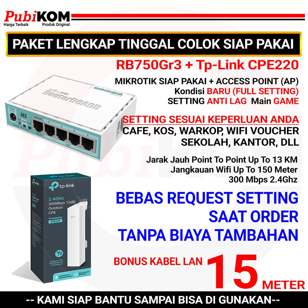 Jual Paket Full Setting Mikrotik RB750Gr3 + TP LINK CPE 220 Siap Pakai ...