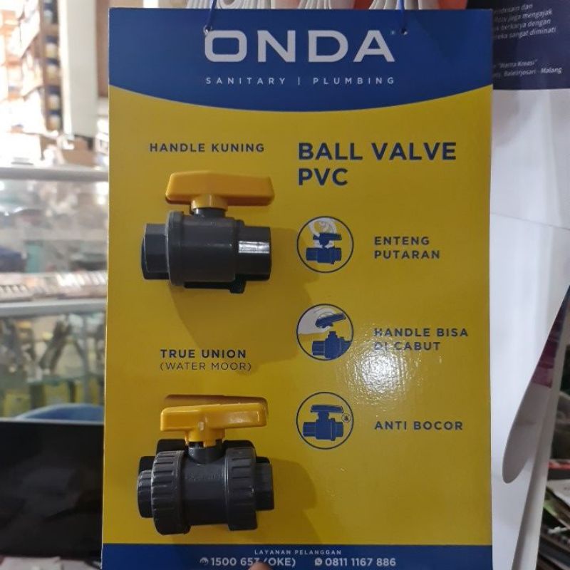 Jual STOP KRAN KRAN BALL VALVE ONDA PVC PVCBV pilih UKURN ½ inch & ¾ ...