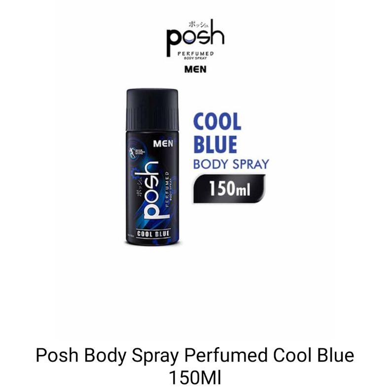 Jual posh body spray perfumed cool blue 150ml | Shopee Indonesia