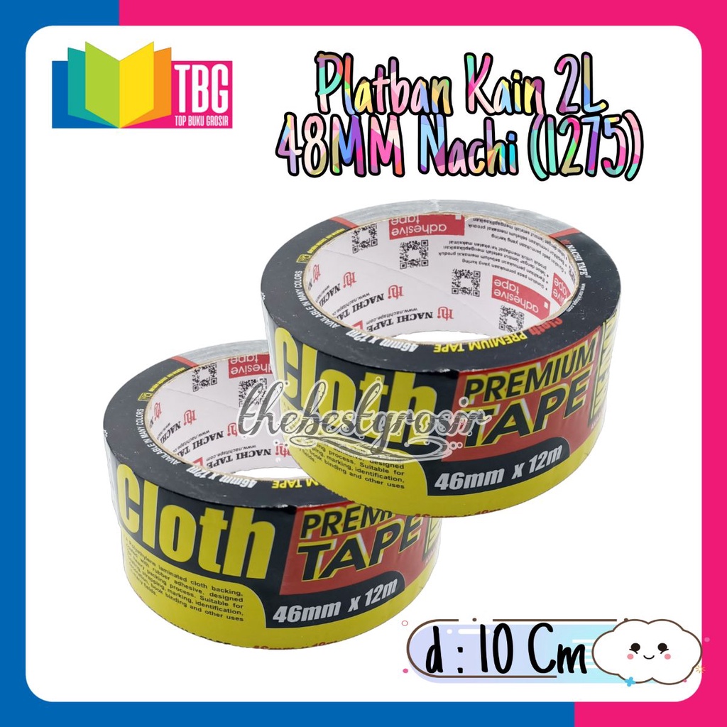 Jual 1 ROLL PLATBAN KAIN 2L 46MM NACHI / LAKBAN HITAM / PLAKBAN JILID ...