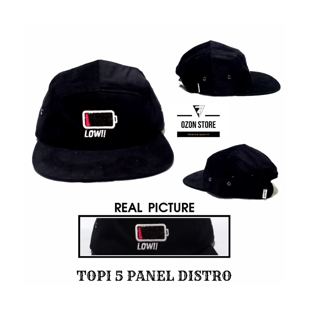 Jual Topi Distro Pria Topi 5 Panel LOW Baterai Topi Pria Snapback ...