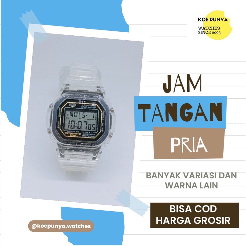 Jual [COD] Jam Tangan Pria Cewe Digital transaparan Tanggal Hari ...