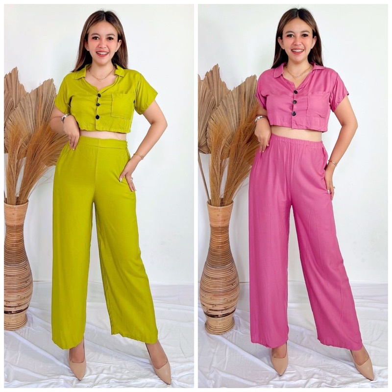 Jual One Set Crop Nagita Kancing plus Kantong Bali | Shopee Indonesia