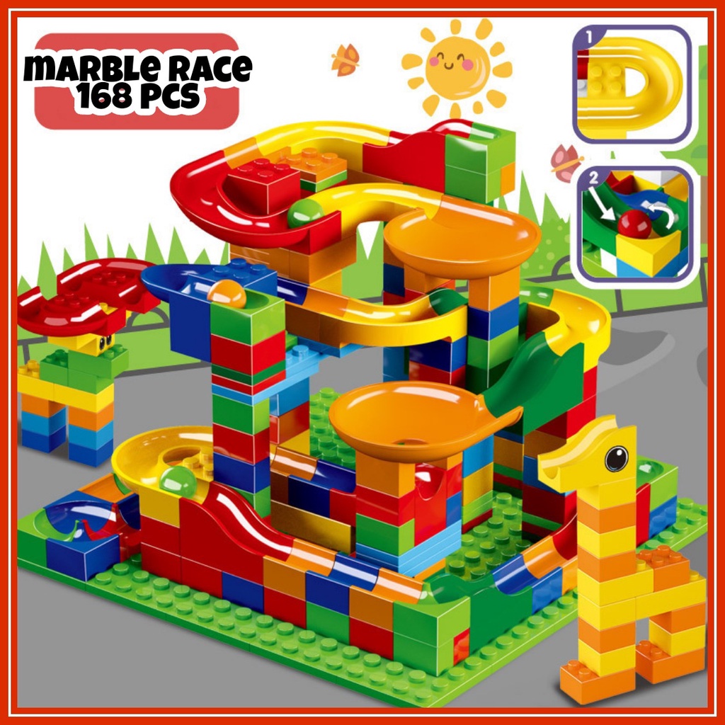 Jual MARBLE RUN RACE BLOCK/ Building Blocks Maze Ball Balap Kelereng ...