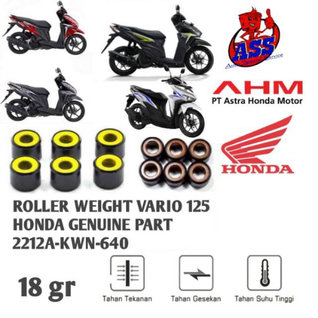 Jual ROLLER KWN WHEIGHT SET HONDA VARIO 125 OLD / LED, VARIO 150 ESP ...