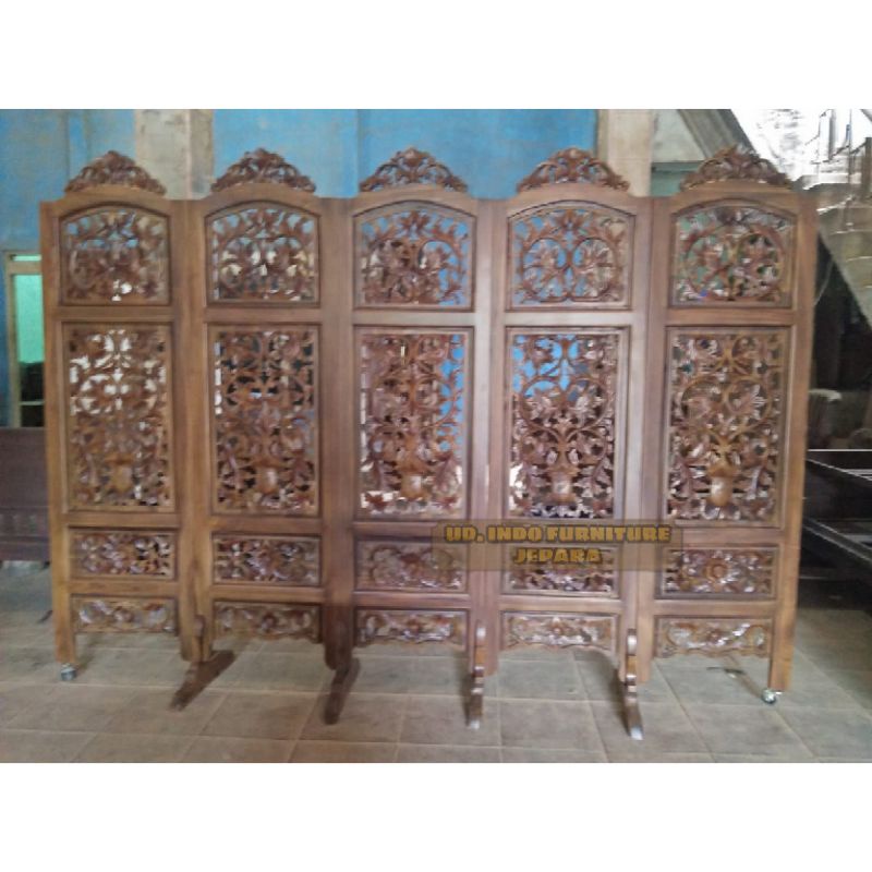 Jual penyekat sketsel partisi pembatas ruangan ukir kayu jati ukir ...