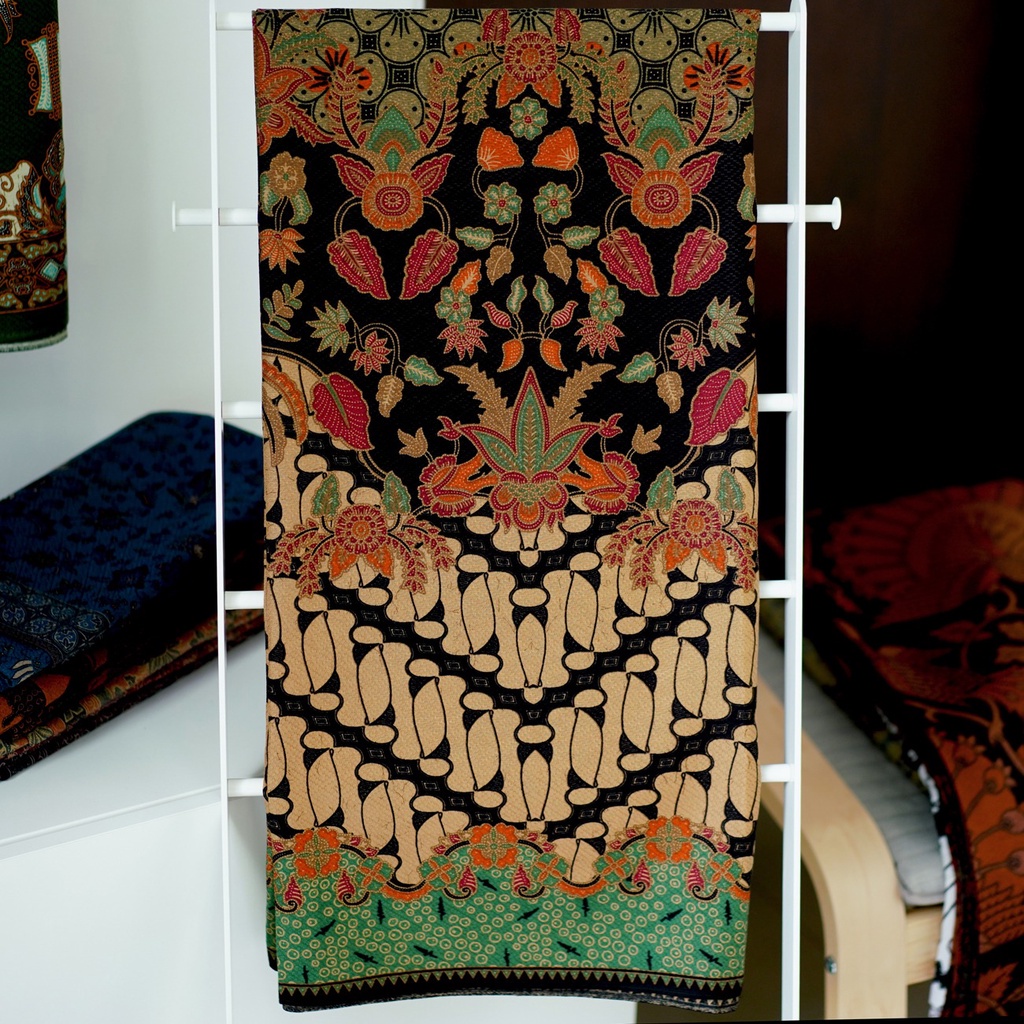 Jual KAIN BATIK PREMIUM Bahan Dobby Dobi Dobbi Dolbi Motif Parang Hitam ...