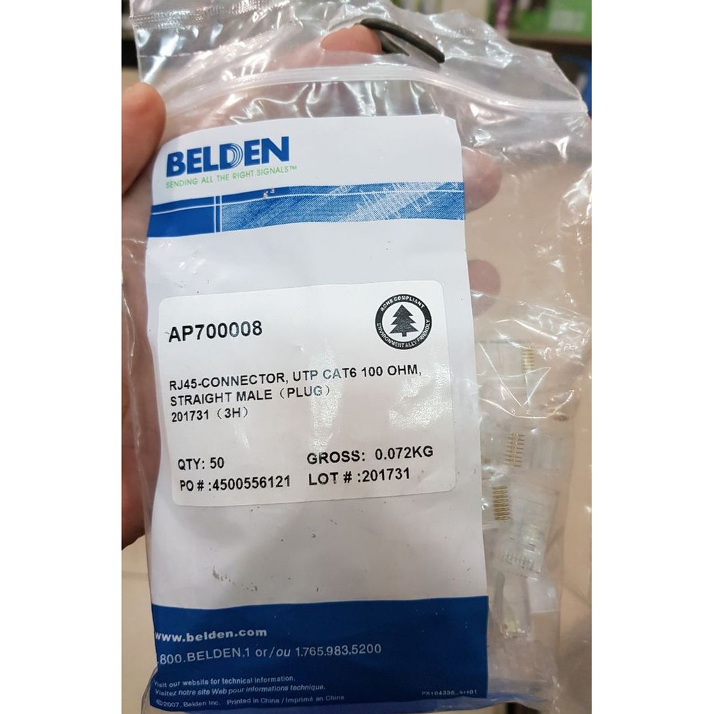 Jual Connector RJ45 Belden Original / Konektor RJ-45 Cat6 isi 50 pcs ...