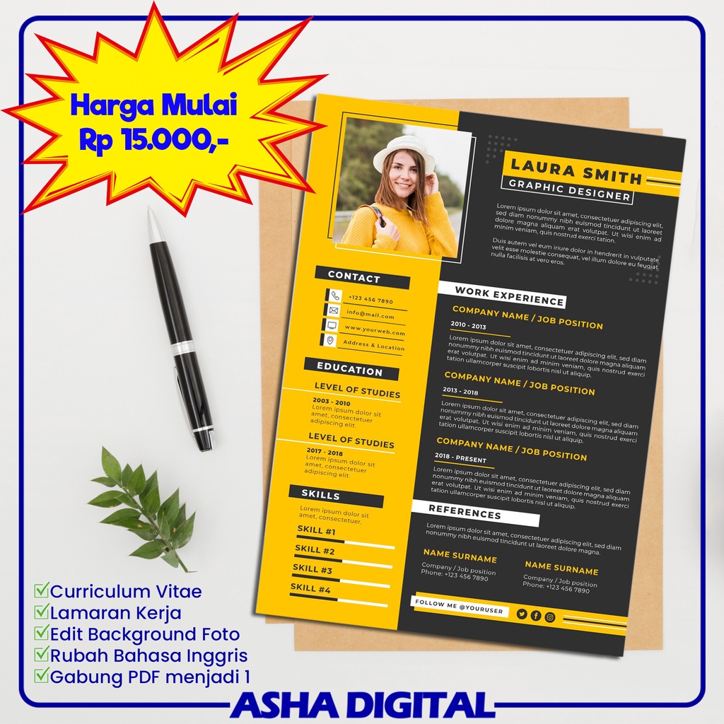 Jual Jasa Pembuatan Lamaran Kerja PDF | CV Resume | Curriculum Vitae | Desain Riwayat Hidup ...