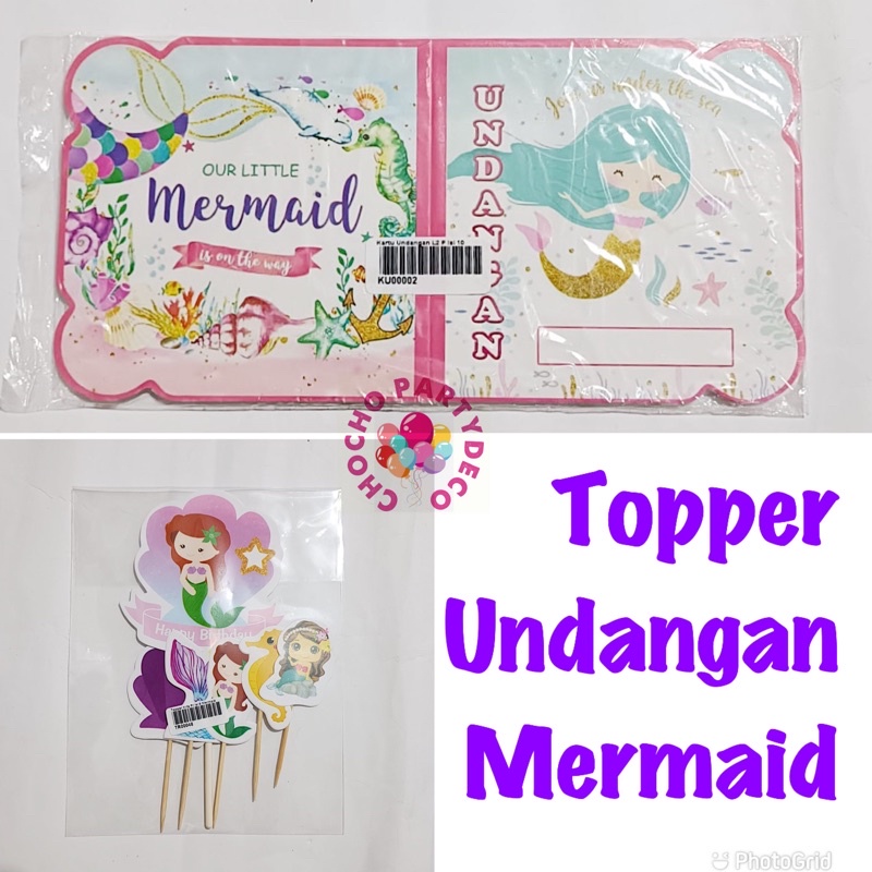 Jual Undangan Ariel Mermaid - Topper Mermaid - Perlengkapan Ulang Tahun ...
