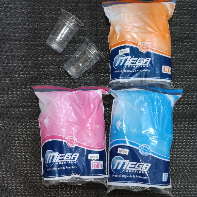 Jual plastic cup gelas plastik mega kharisma 12oz 14oz 16oz isi 50 ...