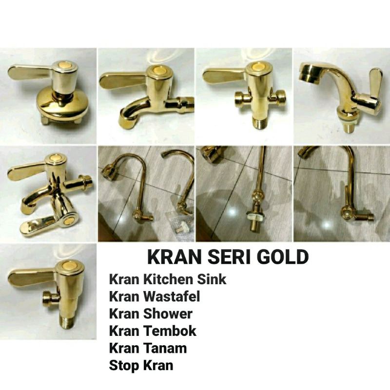 Jual Kran Dapur Flexibel Gold/Emas/Kran Tembok Gold/Kran Shower Gold ...
