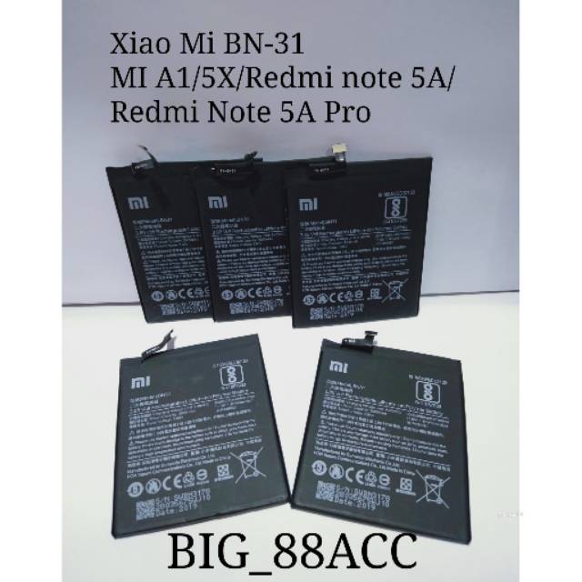 Jual Baterai Xiao Mi BN31 Xiao Mi 5X - Xiao Mi A1 - Redmi Note 5A ...