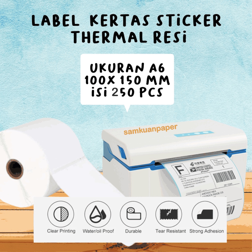 Jual Kertas Thermal Sticker Label Barcode Roll ukuran A6 100x150 mm isi 250pcs 100x150mm isi 250 ...