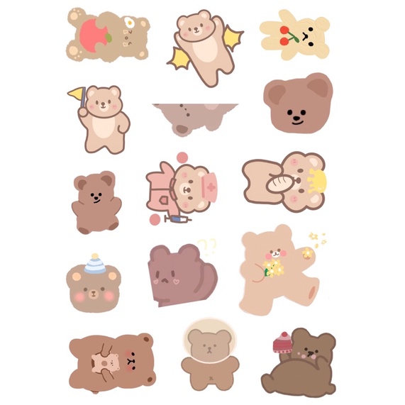 Jual CUTE BEAR AESTHETIC STICKER stiker vinyl anti air gambar cute bear by 777stickers | Shopee ...