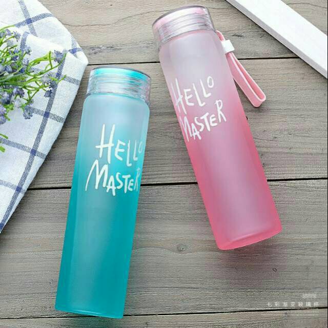 Jual BOTOL MINUM KACA HELLO MASTER ( FREE POUNCH ) | Shopee Indonesia