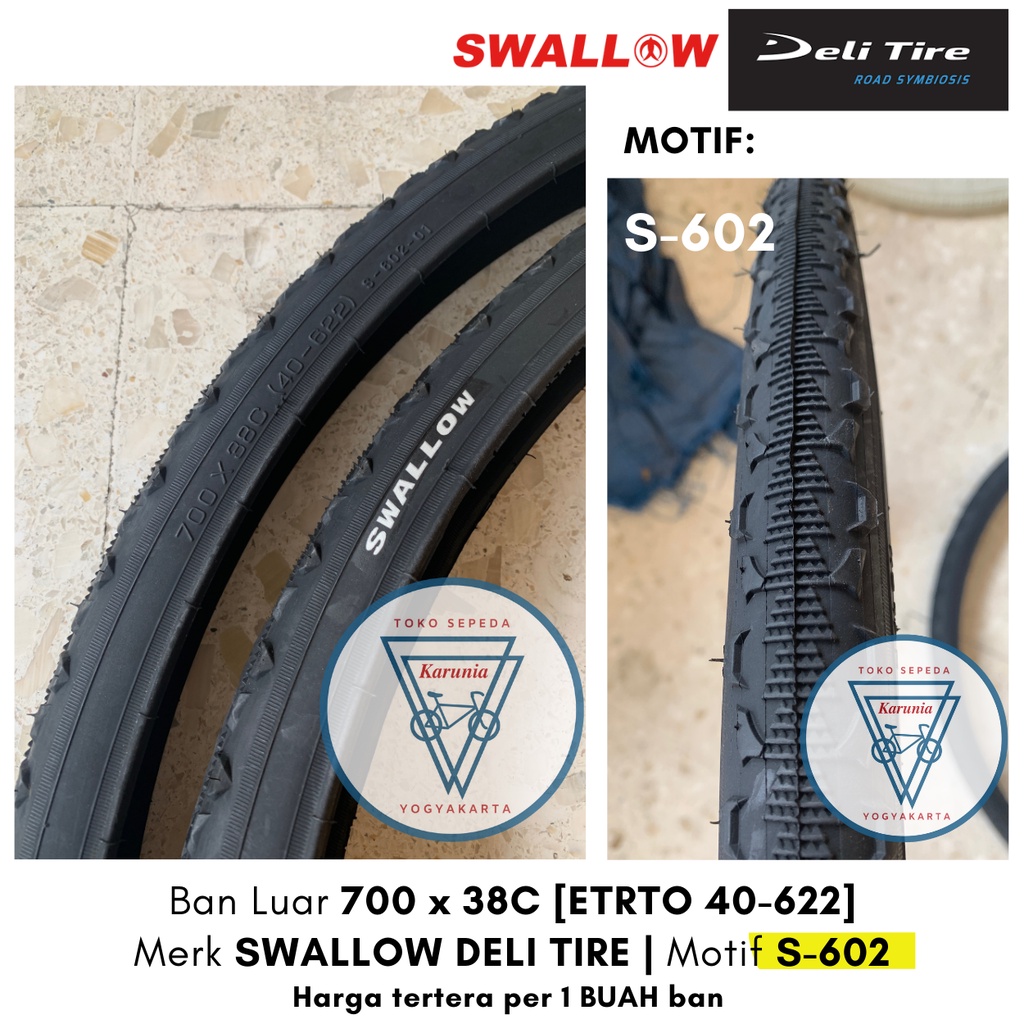 Jual Ban Luar Swallow 700 x 38C Hitam Deli Tire. Sepeda Fixie Roadbike | 700x38c 700 x 38 C ...