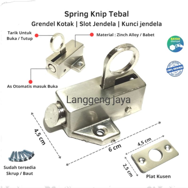 Jual Spring Knip Tebal ORIGINAL /Grendel Kodok Kotak /Slot Kunci ...