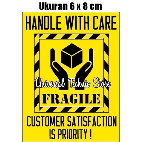Jual Stiker Fragile Kuning Customer Satisfaction Ukuran Medium 6 x 8 cm ...