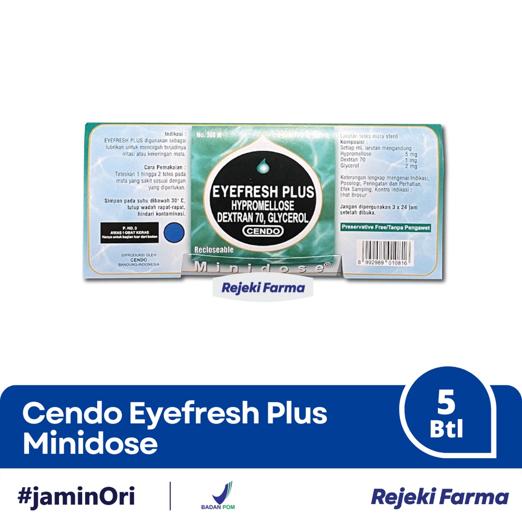Jual CENDO EYEFRESH PLUS Minidose isi 5 Botol 0.6 mL Tetes Mata Eye ...