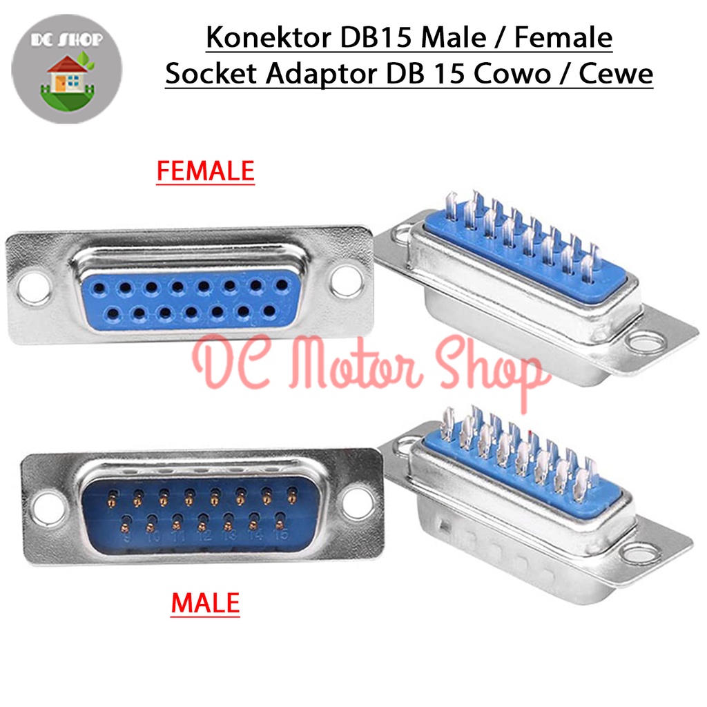 Jual Konektor DB15 Male / Female Socket Adaptor DB 15 Cowo / Cewe | Shopee Indonesia