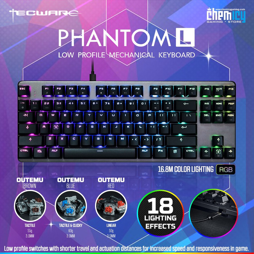 Jual Tecware Phantom L TKL RGB Low Profile Mechanical Gaming Keyboard ...