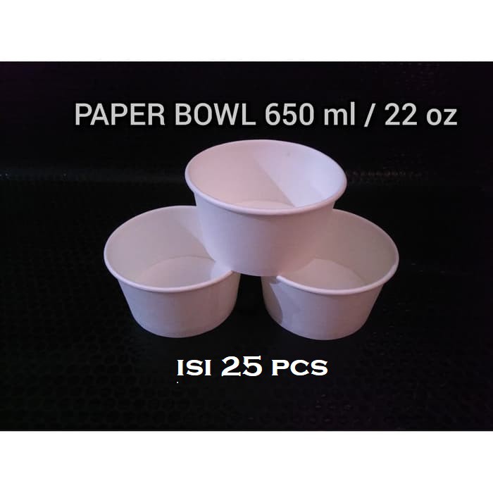 Jual PAPER BOWL 650 ML - 22 OZ - MANGKOK KERTAS 650ML ISI 25 PCS ...