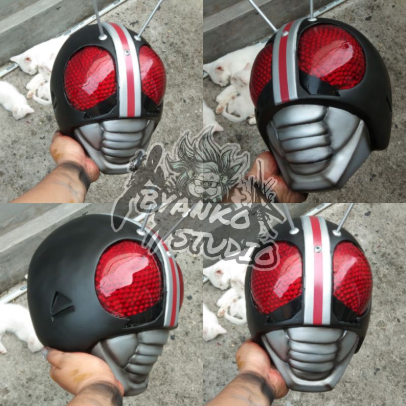 Jual Helm Kamen rider Black atau satria baja hitam bahan Resin | Shopee ...