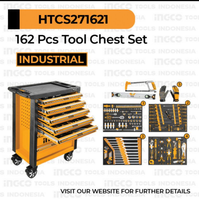 Jual 162 Pcs Tool Chest Set INGCO HTCS271621 | Shopee Indonesia