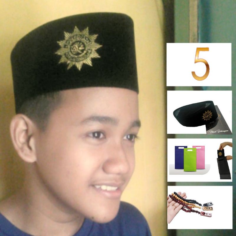 Jual Songkok Peci Muhammadiyah Nomor 5 AC Tinggi 9 Bordir Gold Classic ...