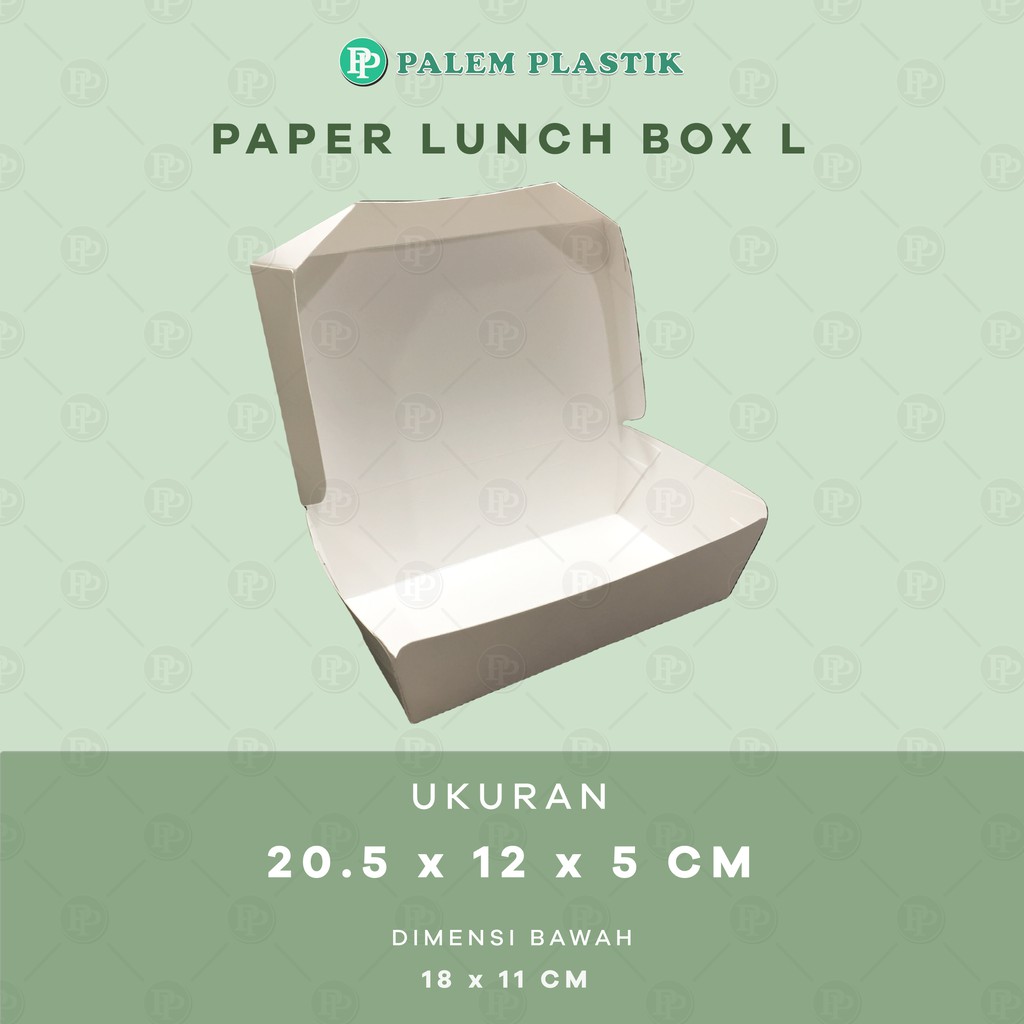 Jual PAPER LUNCH BOX / KOTAK MAKAN / CONTER PACK L BESAR PUTIH (ISI 50 ...